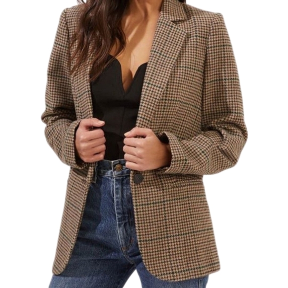 Astr | Jackets & Coats | Astr The Label Harlow Houndstooth Blazer In ...